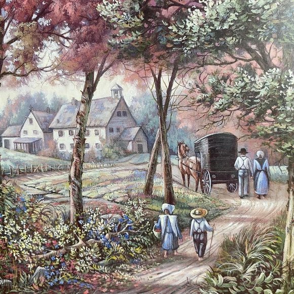 Carl Valente | Art | Carl Valente Print Of An Amish Family And A ...